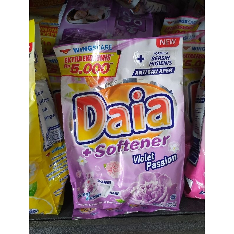 Jual detergen Daia + softener ungu & pink 245gr | Shopee Indonesia