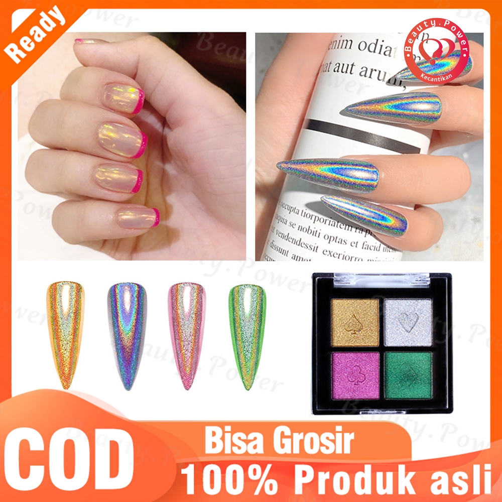 Jual 4 in 1 Mirror Powder Padat Nail Art Kutek Bubuk Powder Empat Warna ...