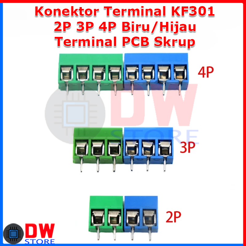 Jual Terminal Block PCB Skrup Konektor KF301 KF-301 2P 3P 4P 2 3 4 Pin | Shopee Indonesia