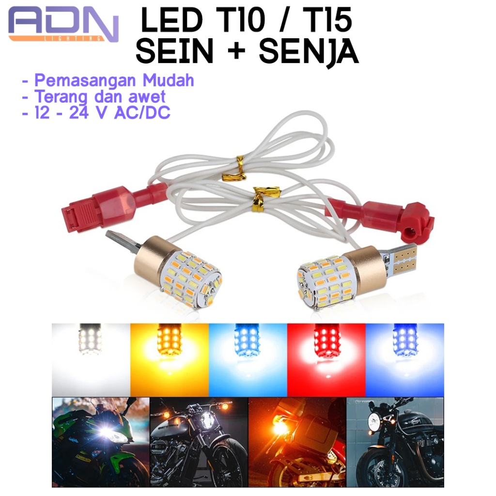 Jual Lampu LED T10 T15 2 Mode DRL Senja Sein AC DC 54 Mata Mobil Motor ADN | Shopee Indonesia