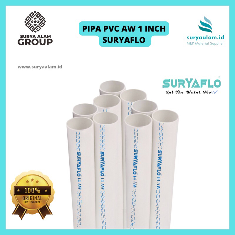 Jual PIPA PVC AW 1" SURYAFLO | STANDART | 4 METER | Shopee Indonesia