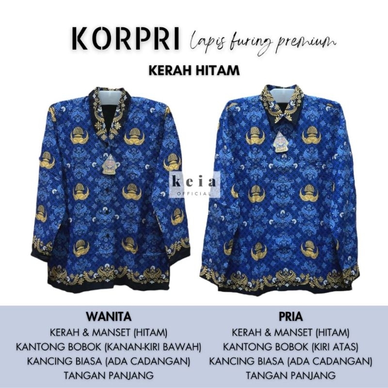 Jual KORPRI PRIA KORPRI WANITA KORPRI KERAH HITAM LAPIS FURING | Shopee Indonesia