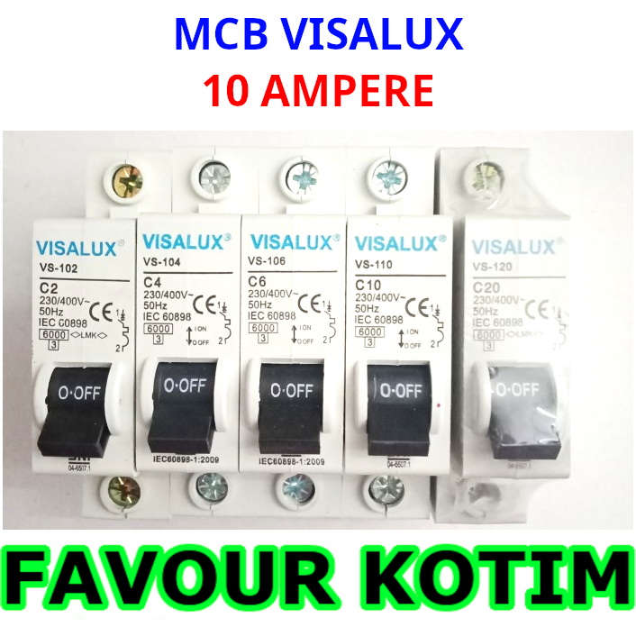 Jual MCB VISALUX 10 AMPERE 10A 1 PHASE FASA VS-110 FVKOTIM | Shopee ...