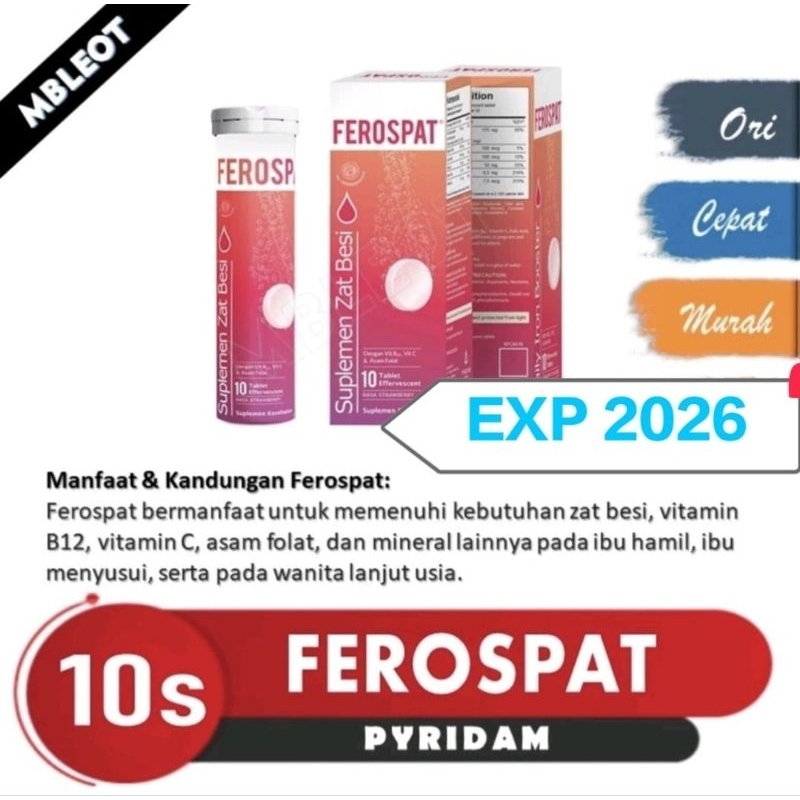 Jual Ferospat Effervescent Penuhi Kekurangan Zat Besi 10 Tablet ...