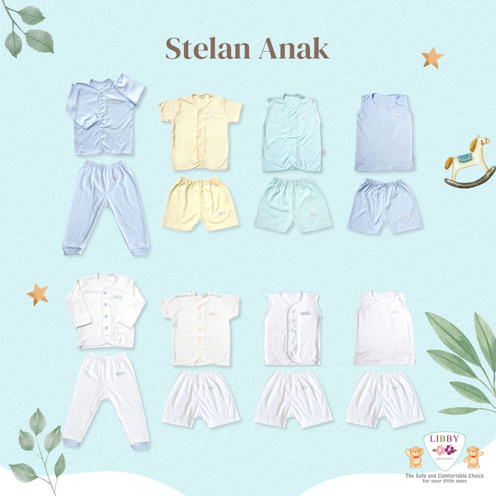 Jual LIBBY Setelan Baju Kancing Anak-Unisex Polos Warna (1 Stel ...
