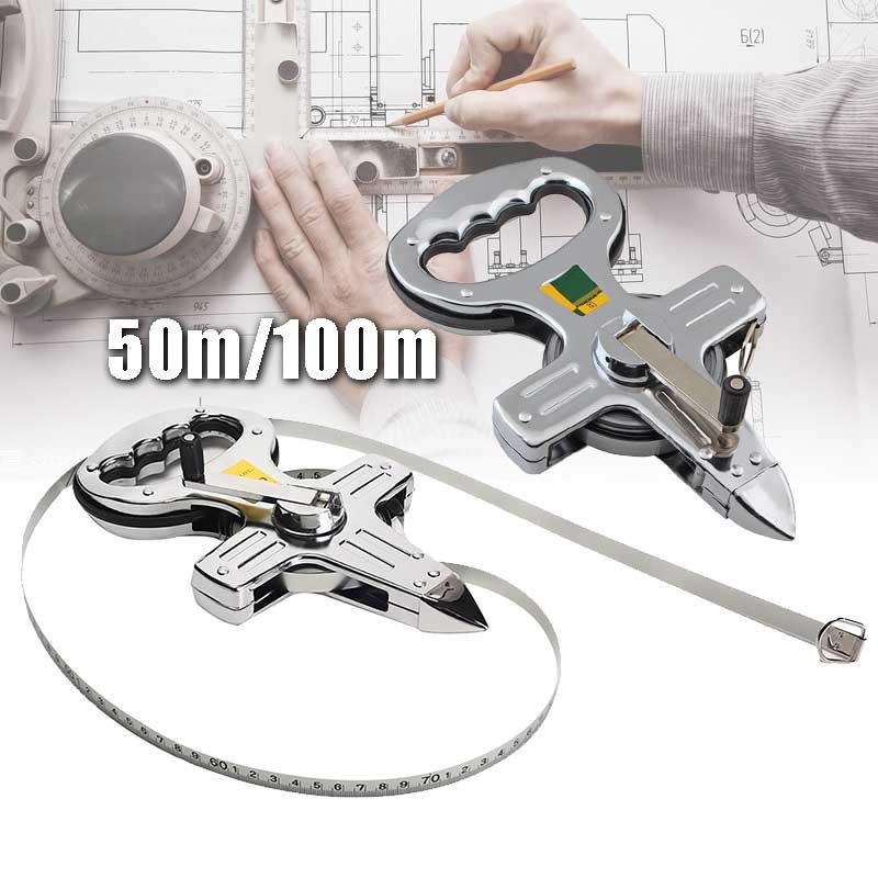 Jual Meteran Tancap/Meteran Roll 100 50 meter Stainless Steel | Shopee ...