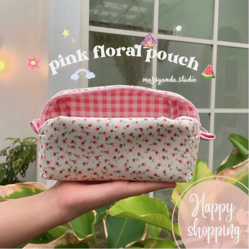 Jual Pink Floral Pouch by marsyanda.studio | pouch make up | pouch serbaguna | Shopee Indonesia