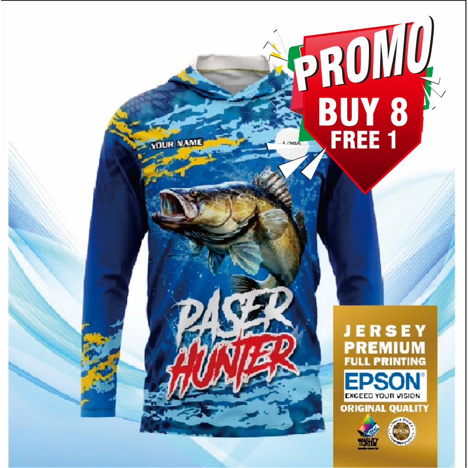 Jual Jersey Mancing Custom Dryfit Premium Motif Paser Hunter Biru ...