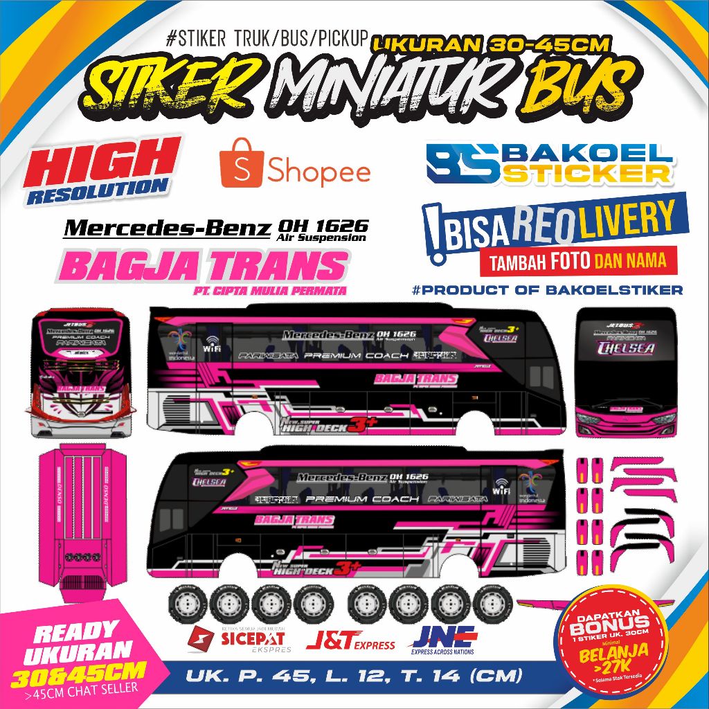 Jual STIKER MINIATUR BUS PO. BAGJA TRANS ALL VARIAN UK. 30-45CM ...