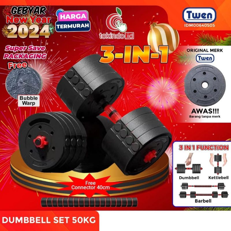 Jual dumbbell set 50kg adjustable twen Angkat beban barbel barbell ...
