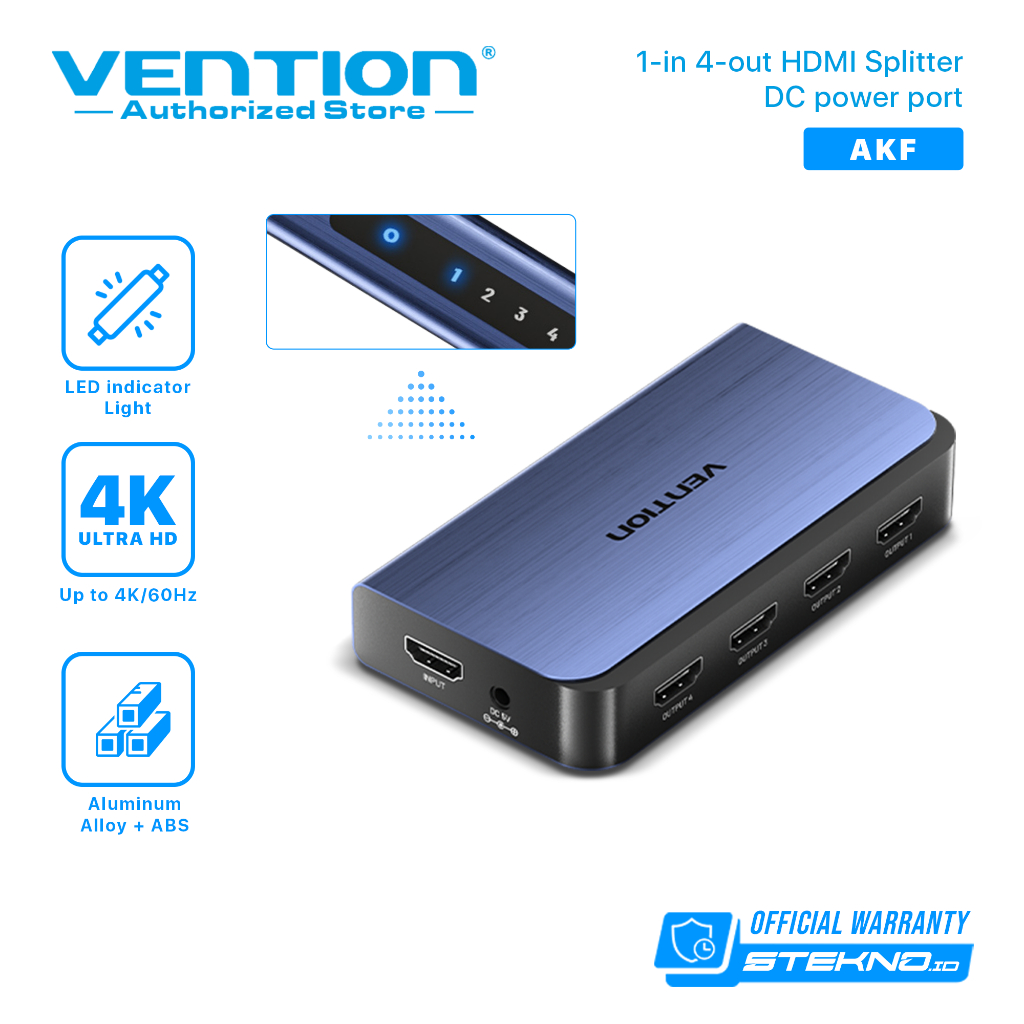 Jual Vention HDMI Splitter 1 in 4 Out Screen Duplicate 3D 4K Full HD ...