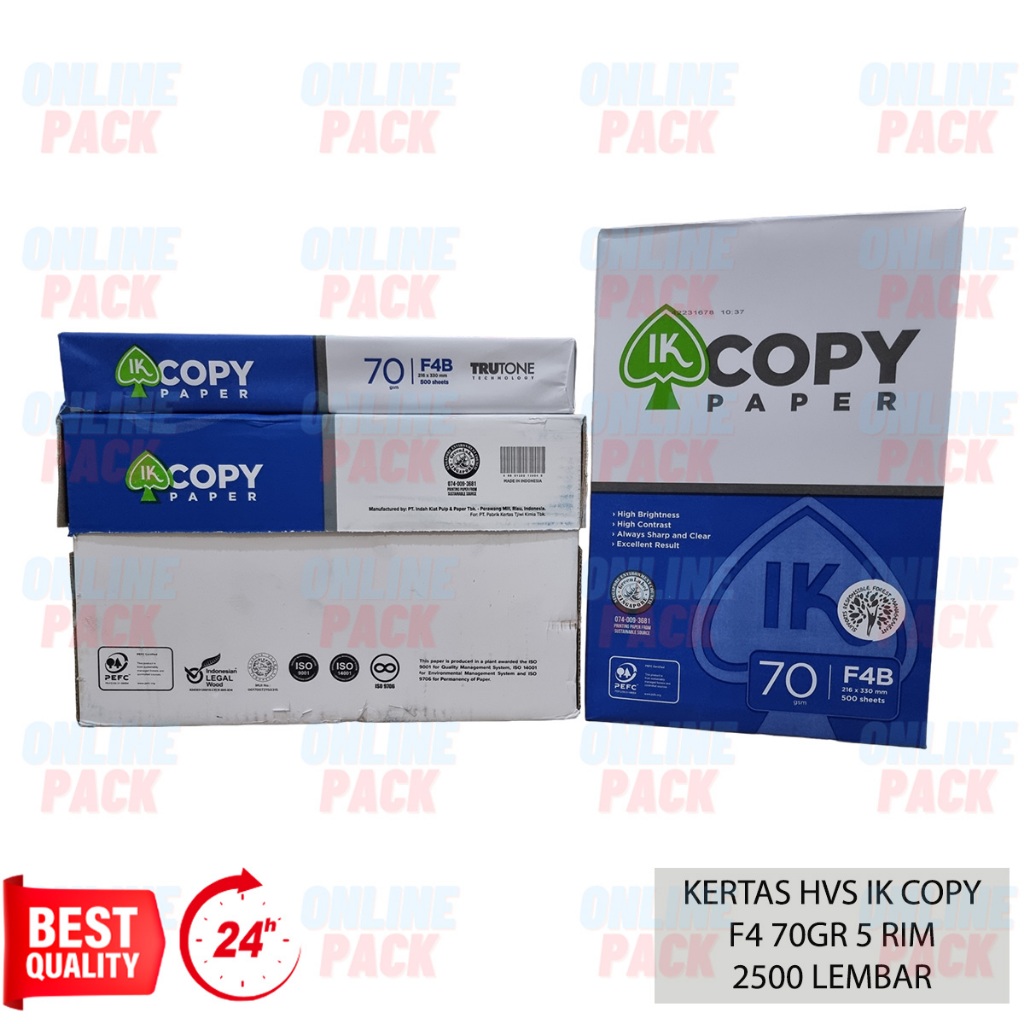 Jual KERTAS HVS IK COPYPAPER COPY PAPER F4 70GR 70 GRAM 1 KARTON DUS 5 ...