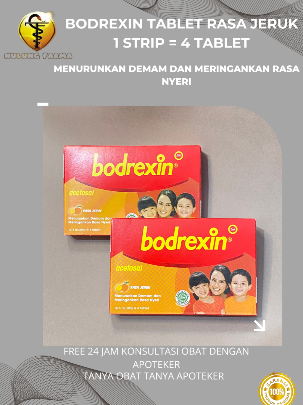 Jual BODREXIN ANAK TABLET 1 BOX ISI 4 STRIP @4TABLET RASA JERUK ...