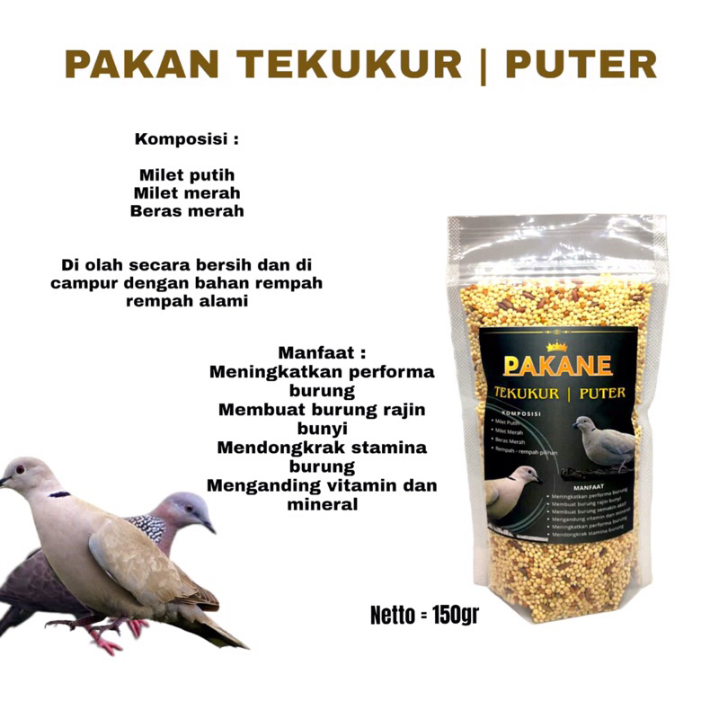 Jual Pakan burung tekukur pakan burung puter pakan anggungan 150gr | Shopee Indonesia