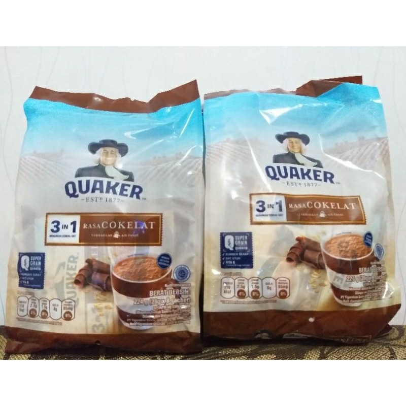 Jual Quaker 3in1 Cokelat 224gr (28gr x 8 Sachet) | Shopee Indonesia
