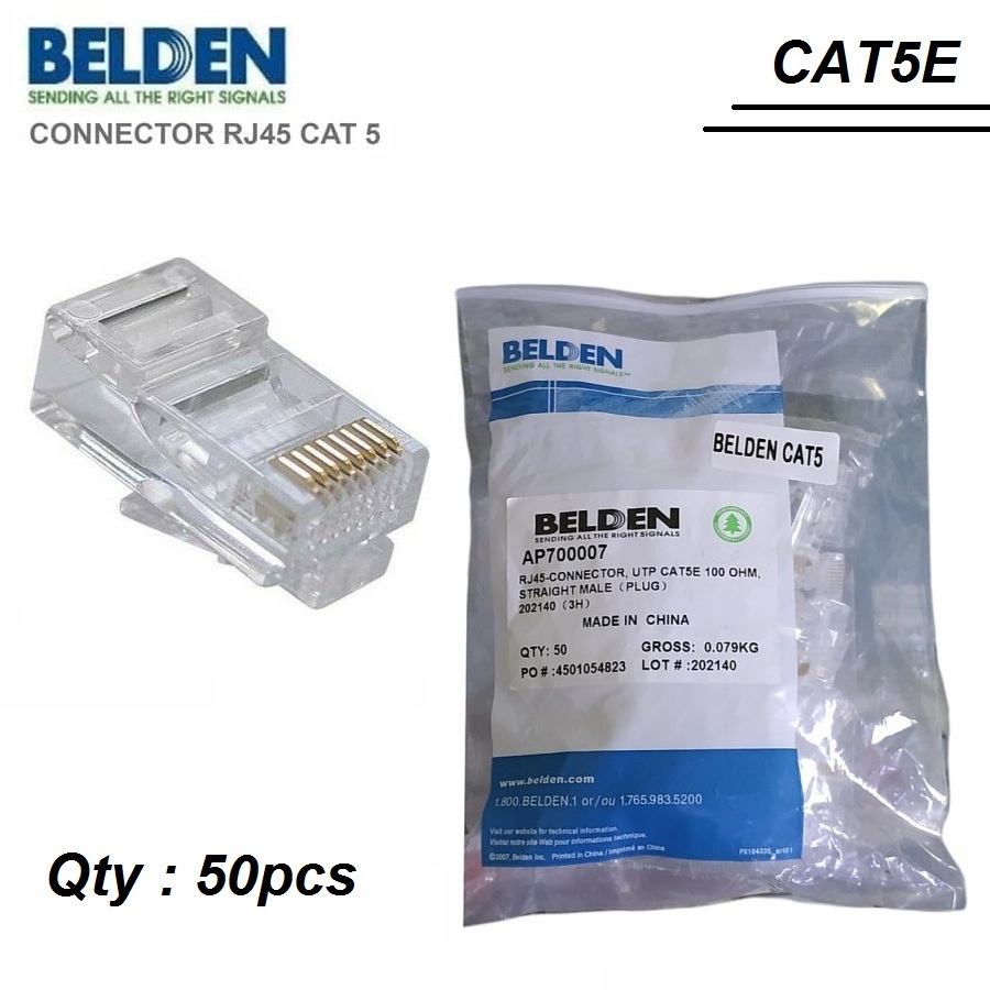 Jual Belden Konektor Rj45 Cat5e / Cat6 Modular Plug isi 50pcs | Shopee ...
