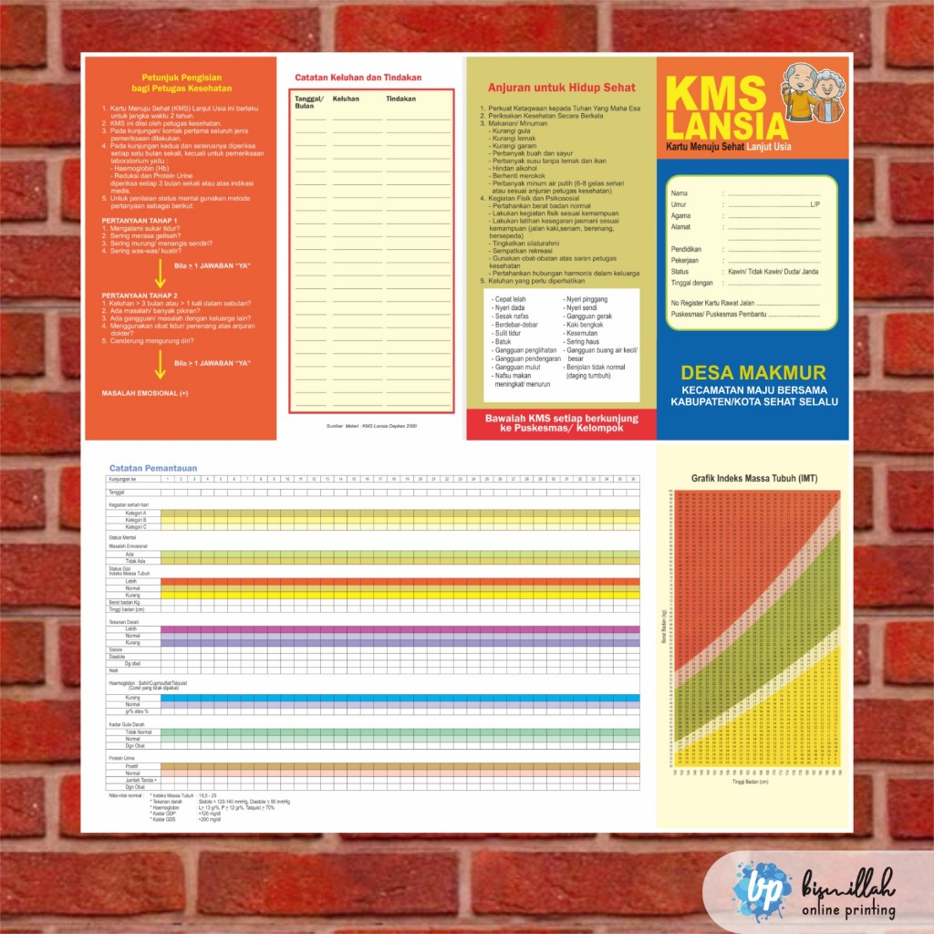 Jual KMS Lansia Kartu Menuju Sehat usia lanjut (min 50lbr) | Shopee Indonesia