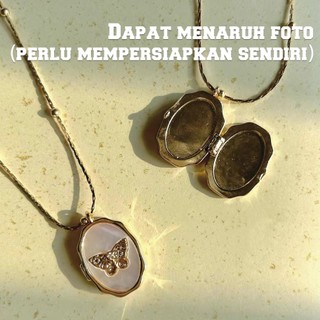 Jual Kalung Liontin Foto Kalung kupu-kupu cangkang alami Gold Plated ...