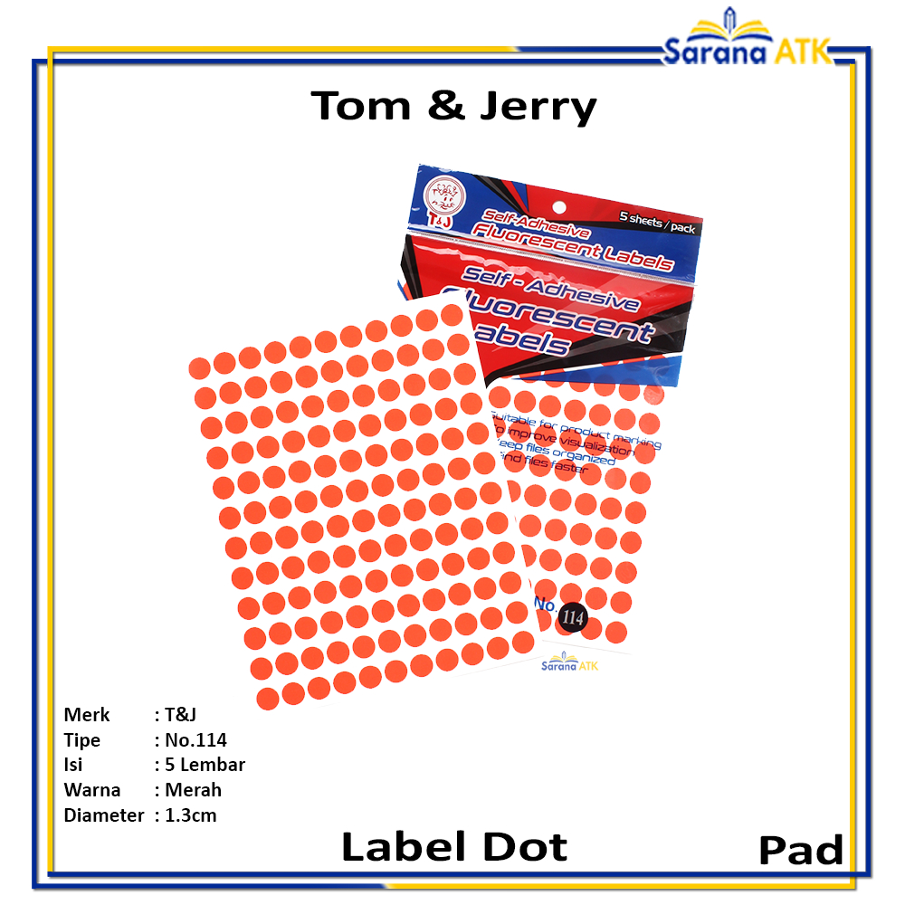 Jual Tom & Jerry - Label Dot Warna NO. 114 Merah - Pad | Shopee Indonesia