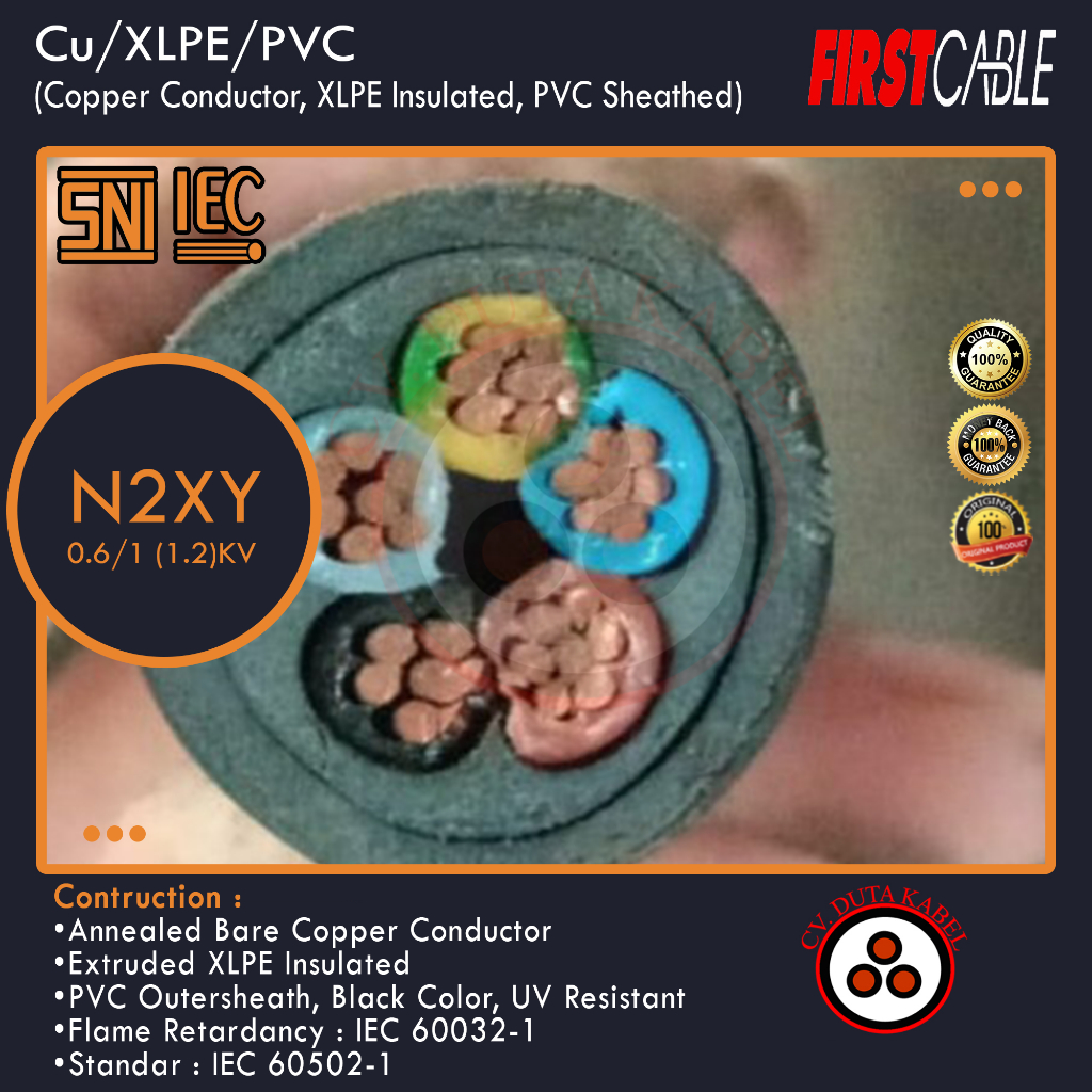 Jual Kabel N2XY 5x25 mm2 (Cu/XLPE/PVC) FIRST CABLE /5x25 mm/5 x 25 mm2/5x25mm2/5 x 25 mm2 ...