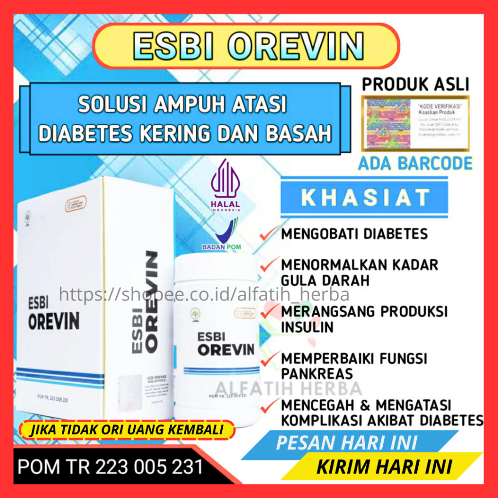 Jual 𝐀𝐠𝐞𝐧 𝐑𝐞𝐬𝐦𝐢 Esbi Orevin Original Herbamed Obat Diabetes Herbal Gula ...