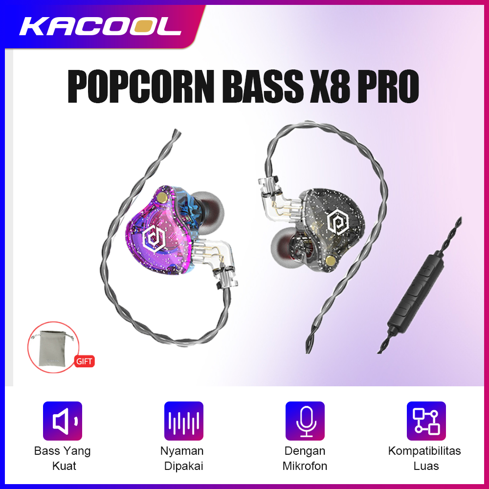 Jual Popcorn BASS X8 PRO with Mic HIFI Fever Bass In-Ear Monitor ...