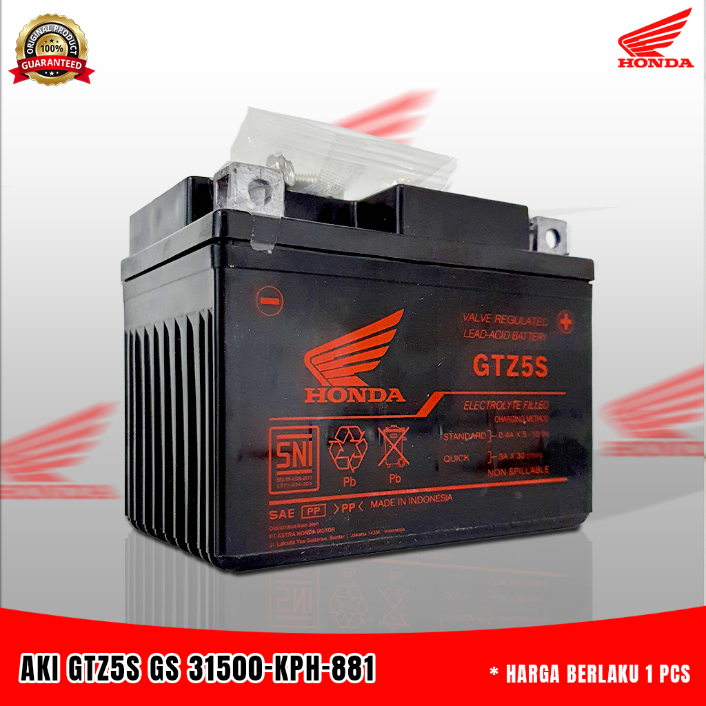 Jual Aki Motor Honda GTZ5S GS 31500KPH881 - Verza, Supra X 125, Karisma, Vario 110 | Shopee ...