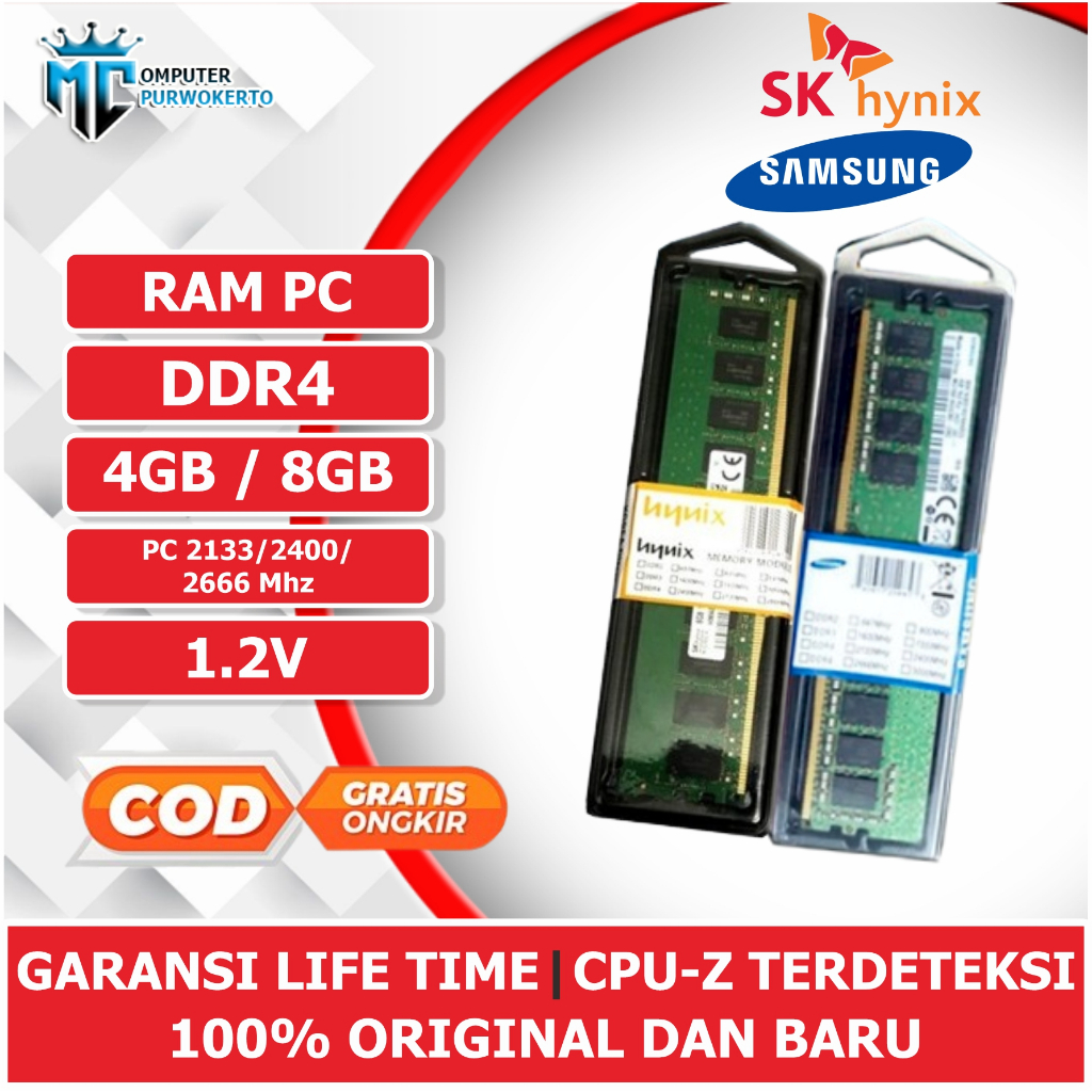 Jual RAM PC Desktop Memory Komputer DDR4 8GB D4 PC 2133/2400/2666 MHz ...