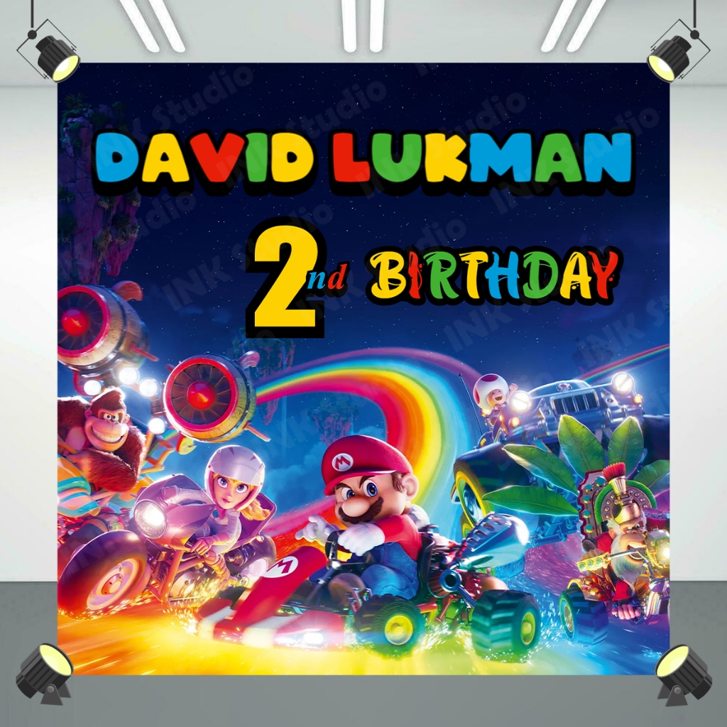Jual Super Mario Cart / Mario Balapan Mobil - Banner Backdrop Flexi ...