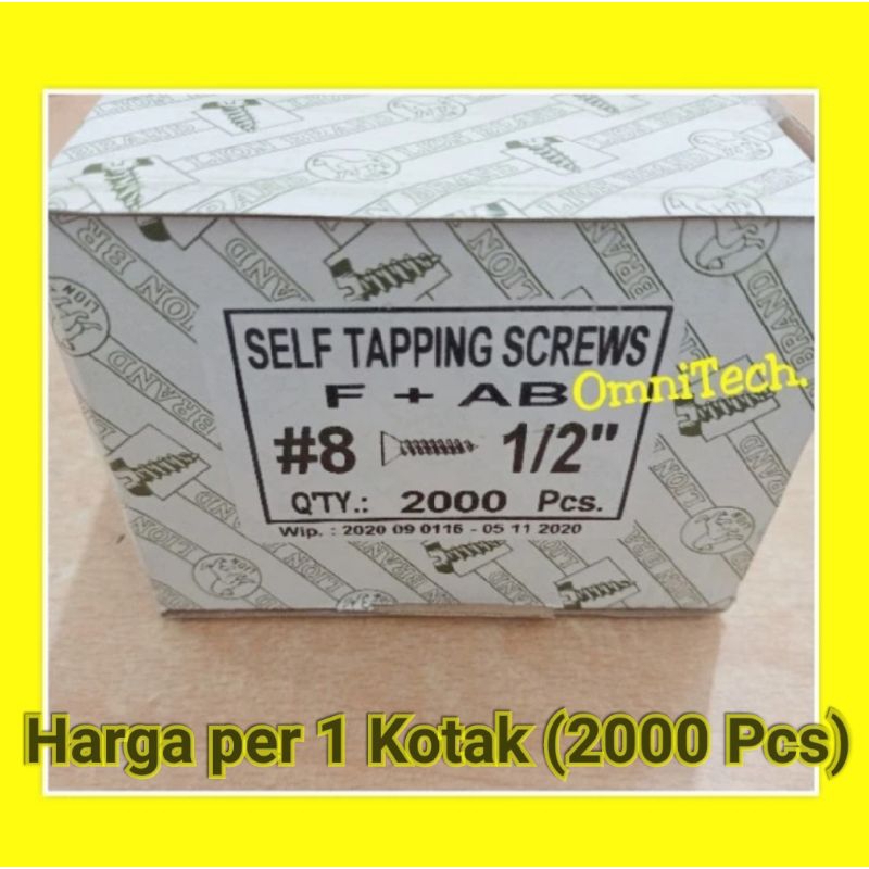 Jual Sekrup Tap Tapping Screw FAB FH Kepala Rata (+) Moon Lion 8x1/2" 8 ...