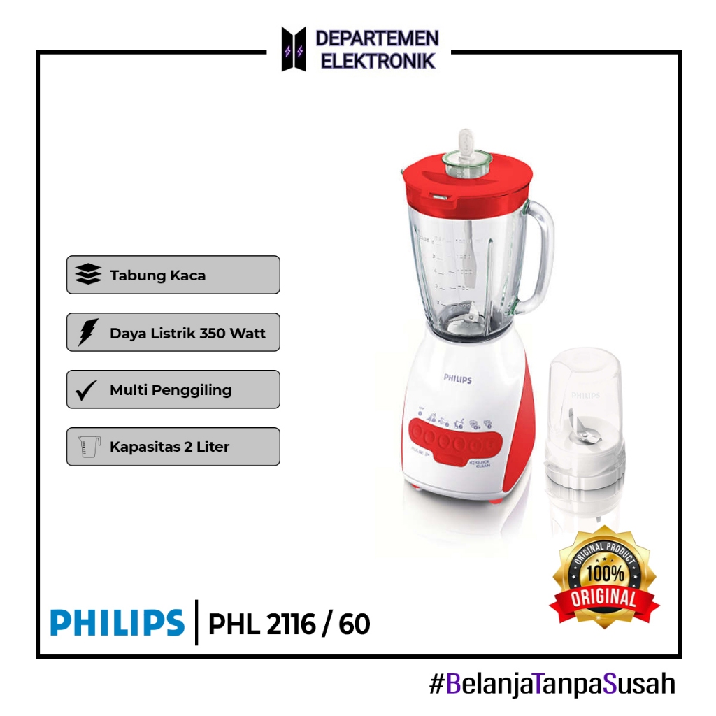 Jual PHILIPS Blender kaca 2 L HR 2116/60 RED MURAH BANGET / GARANSI ...