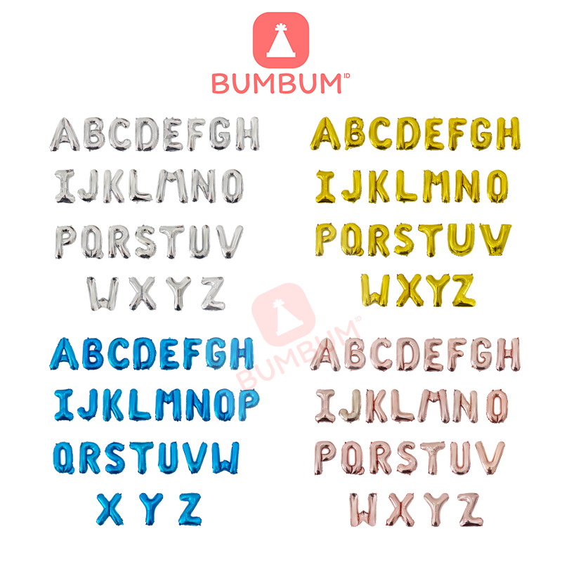 Jual Balon Foil Huruf Alphabet 16 Inch 40cm Gold / Silver / Rosegold ...