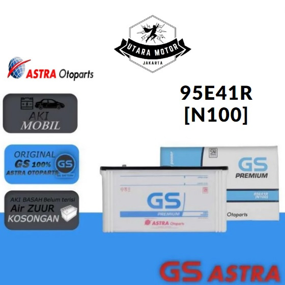 Jual GS ASTRA Aki Basah Mobil PREMIUM 95E41R N100 12V 100Ah FORKLIFT GENSET | Shopee Indonesia