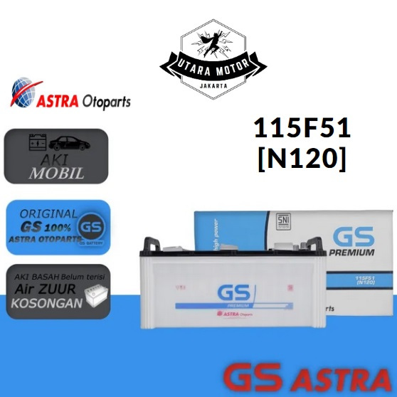 Jual GS ASTRA Aki Basah Mobil PREMIUM 115F51 N120 12V 120Ah Excavator Dozer | Shopee Indonesia