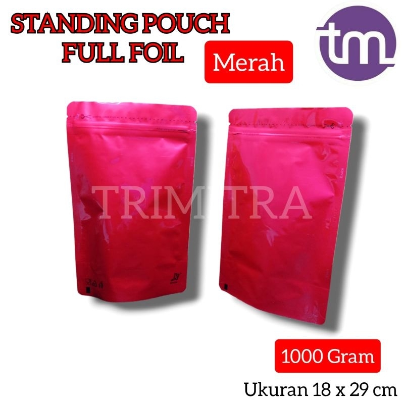 Jual Plastik Stand 1kg / Standing Pouch Full Foil Red Merah Klip Zipper ...