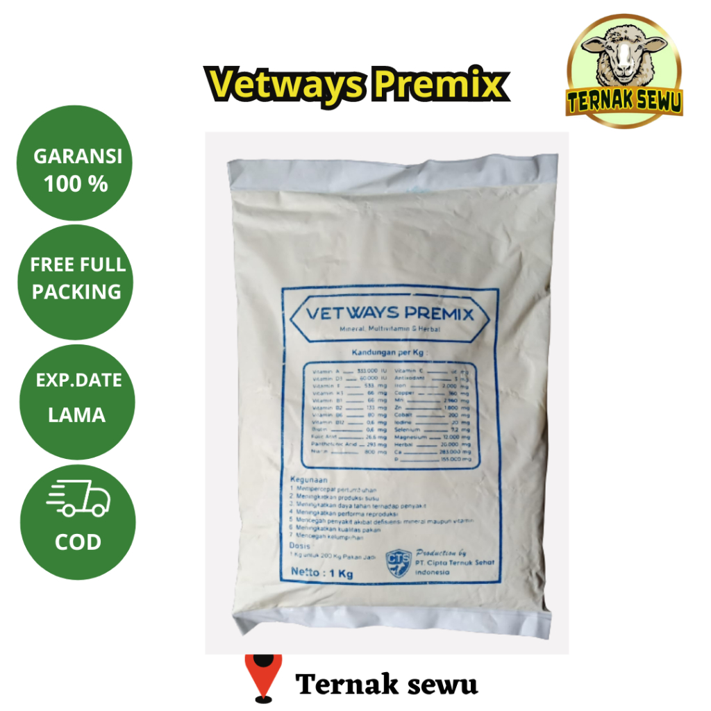 Jual VETWAYS PREMIX | Vitamin Mineral & Herbal Penggemuk Untuk Ternak ...