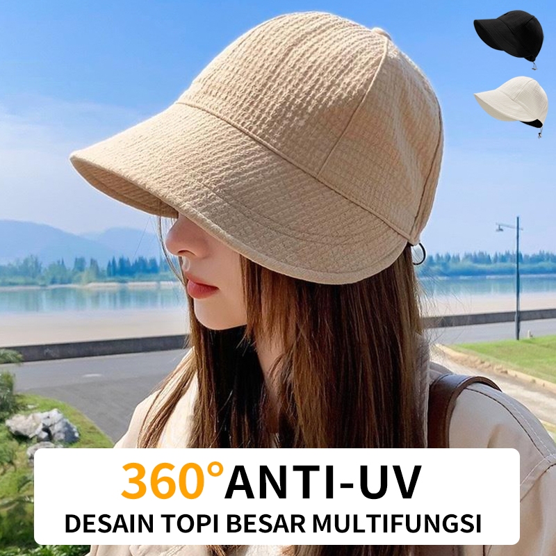 Jual Topi pantai wanita berhijab impor bucket hat korea topi wanita ...
