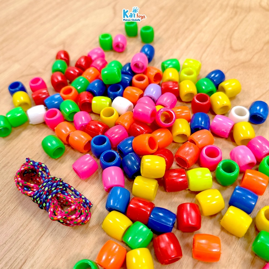 Jual Manik Bulat 1 cm 75 gram sekitar 150 pcs Free Tali / Manik Lonjong ...