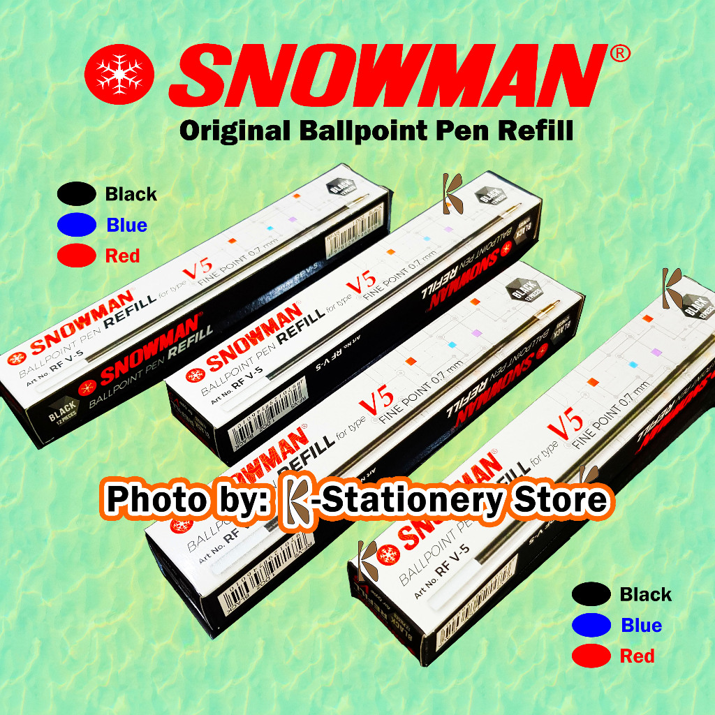 Jual [Lusin] Refill / Tinta Isi Ulang Ballpoint Pen Snowman V-5 atau Snowman V-8 [Lusin] Black ...