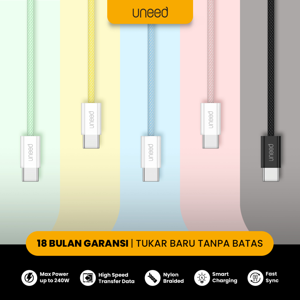 Jual UNEED Rainbow Data Cable Type C to Type C QC PD 240W - UCB59 | Shopee Indonesia