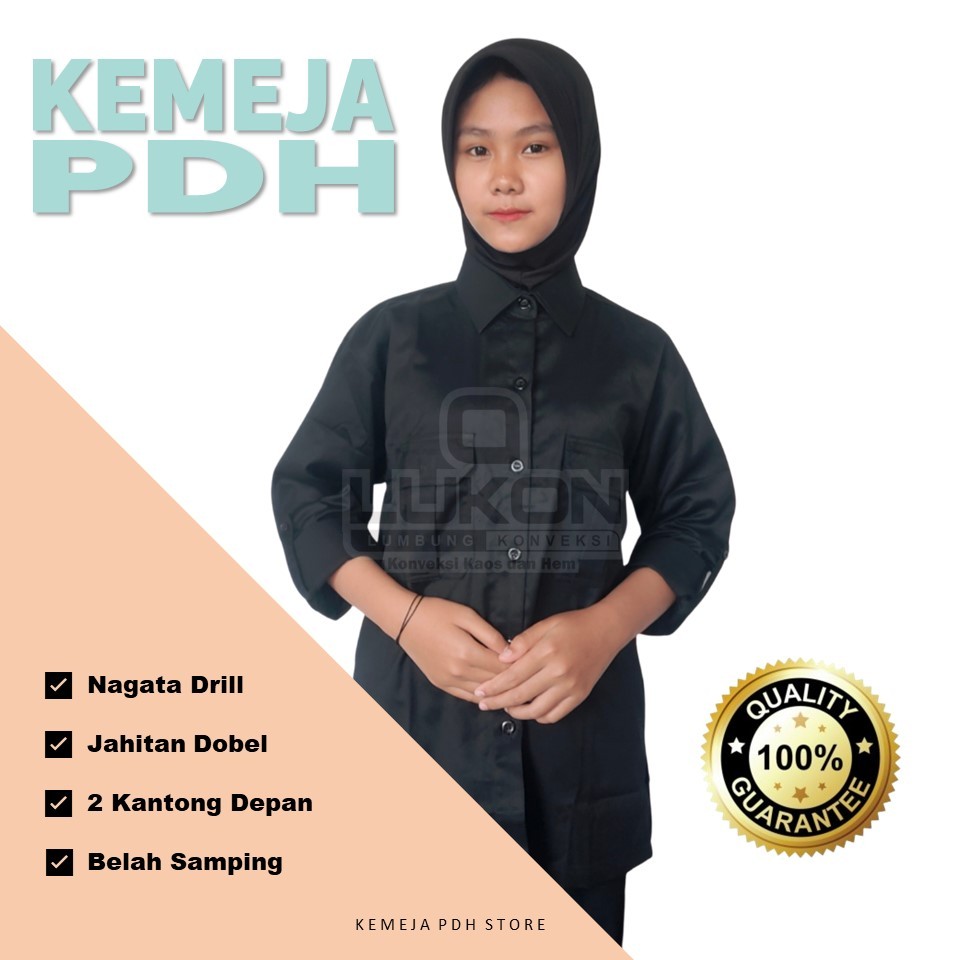 Jual Kemeja PDH Hitam, Kemeja PDH Pria Hitam, Kemeja PDH Wanita Hitam ...