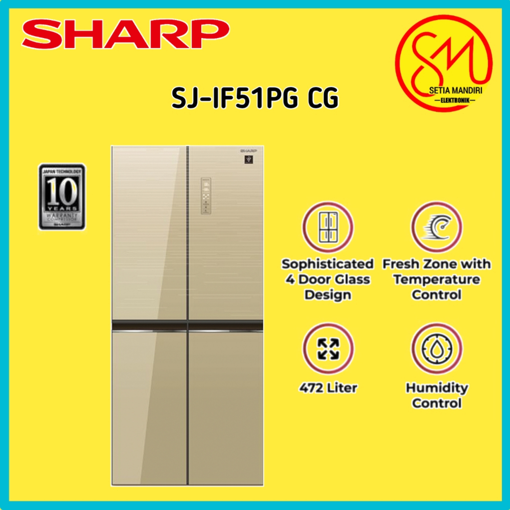 Jual KULKAS SHARP SJ-IF51PG-CG LEMARI ES 4 PINTU SIDE BY SIDE SJ IF 50 ...