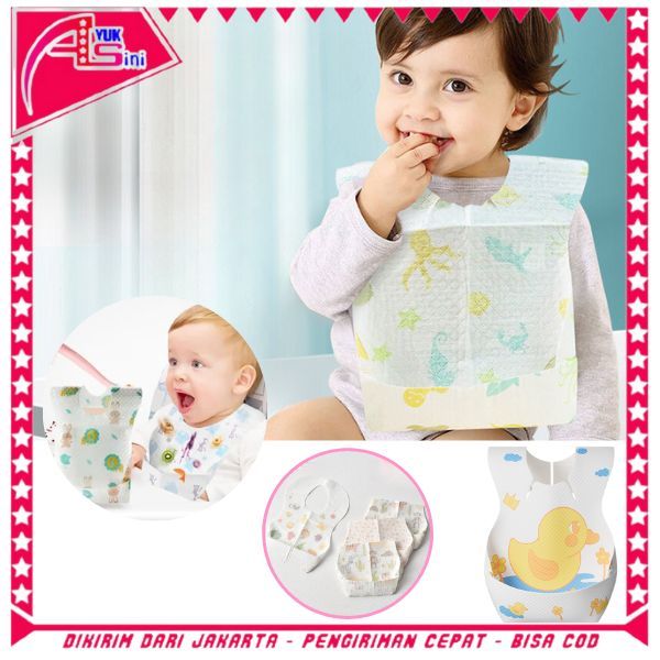 Jual AS Celemek Makan Bayi Disposable 10Pcs Apron Baby Bibs Celemek ...
