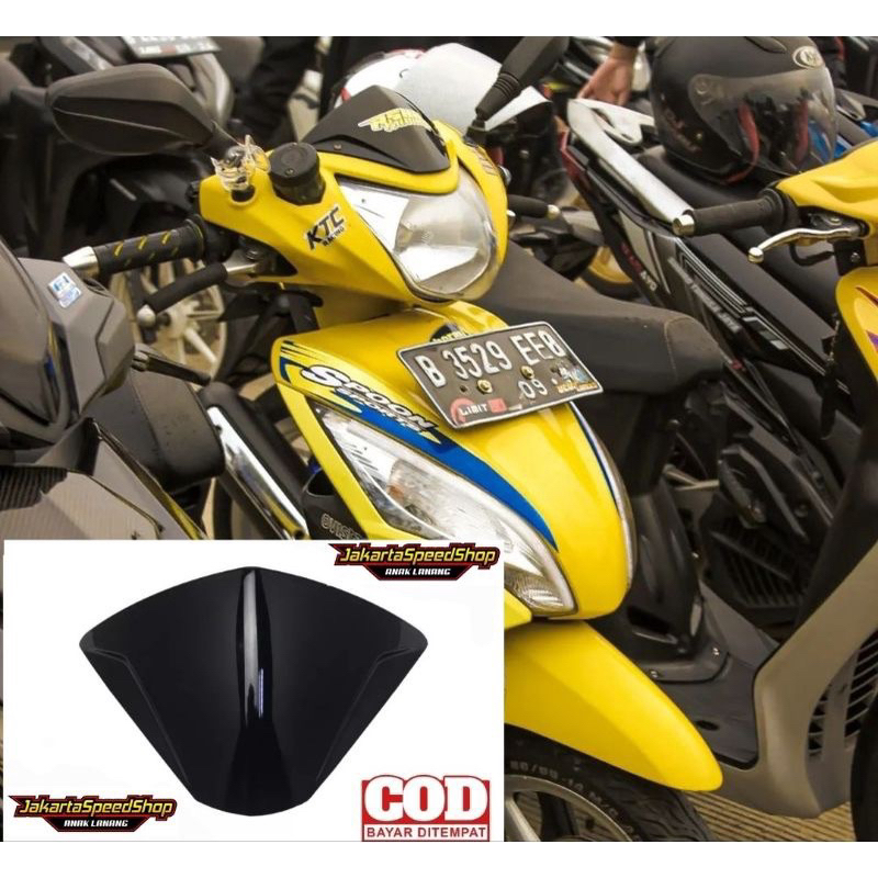 Jual Visor variasi spacy bahan tebal anti pecah hitam kilap plus lem 3m ...