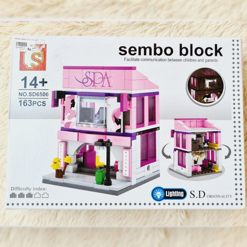 Jual Sembo Block SD6506 Brick City Spa House with LED Lightning ...