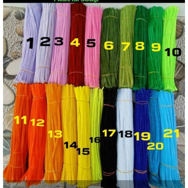Jual 100 pcs kawat bulu mercy / pipe cleaner / kawat kerajinan bisa mix ...