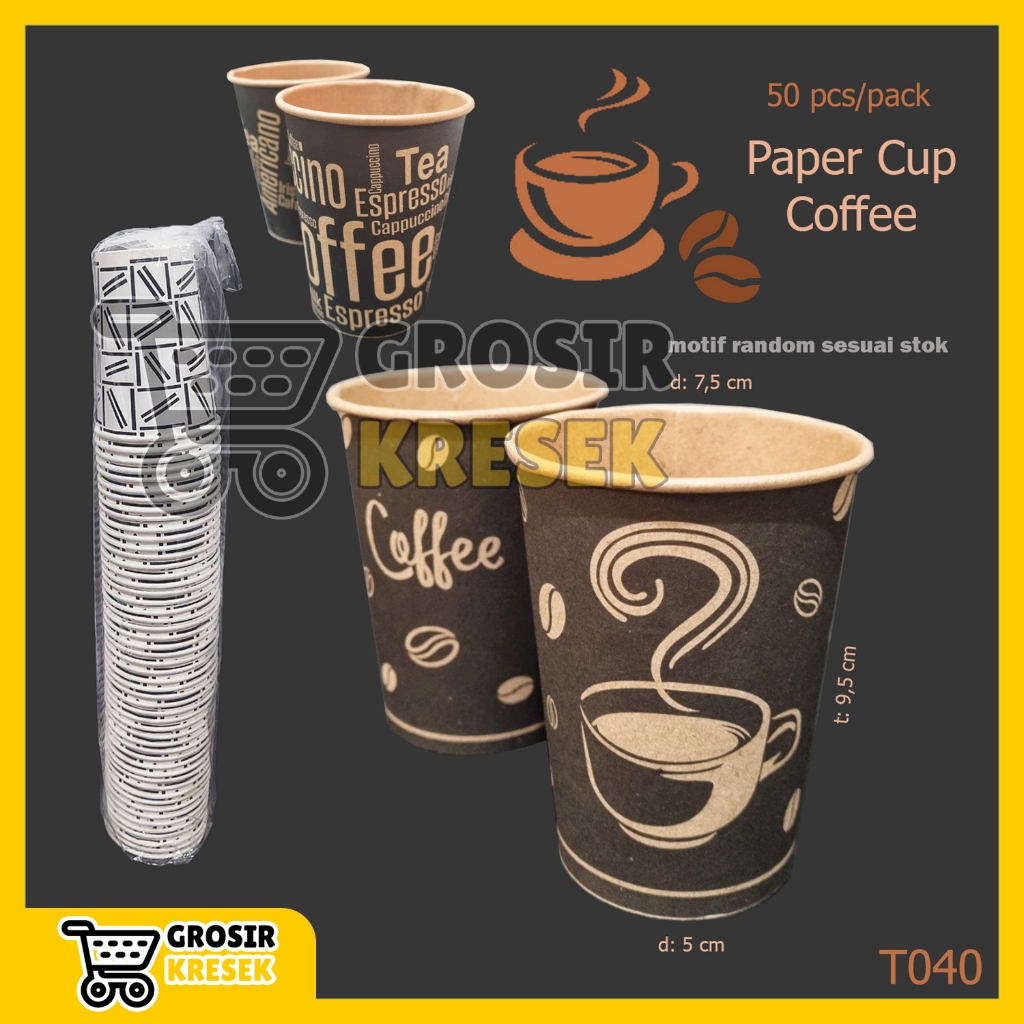 Jual T040 Paper Cup isi 50 pcs 8 oz 240ml Gelas Kertas Kopi Tahan Panas - Grosir GK Food ...