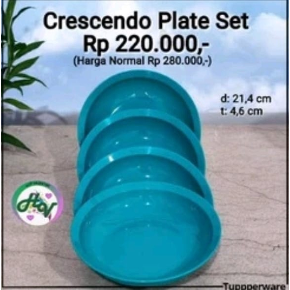 Jual 1 Set (4 pcs) crescendo plate 700 ml tupperware-piring makan ...