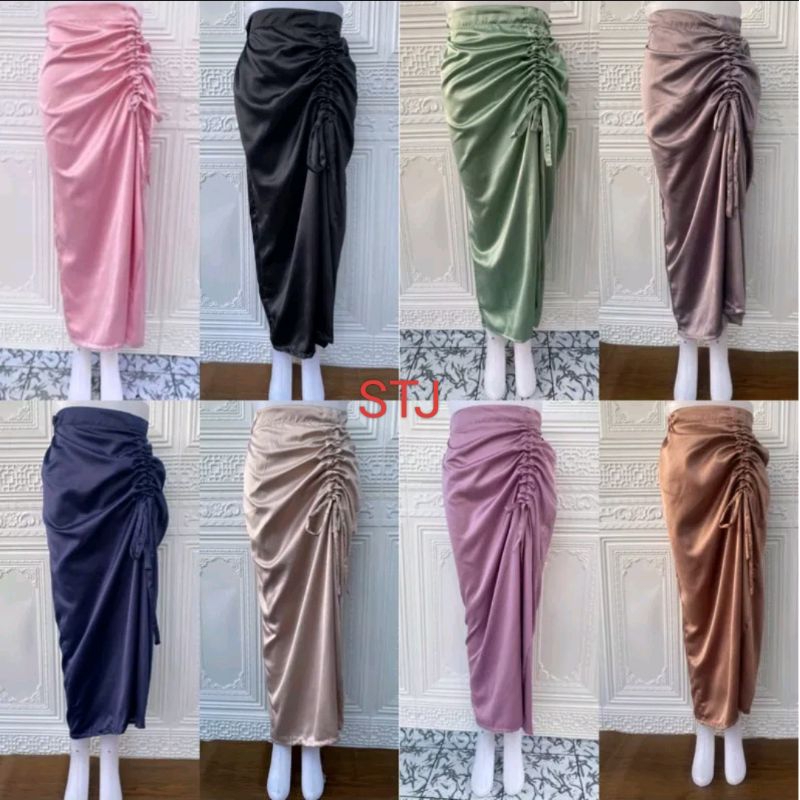 Jual ROK KERUT SAMPING SATIN/ROK MODEL TERBARU SERUT SAMPING/ROK KERUT ...