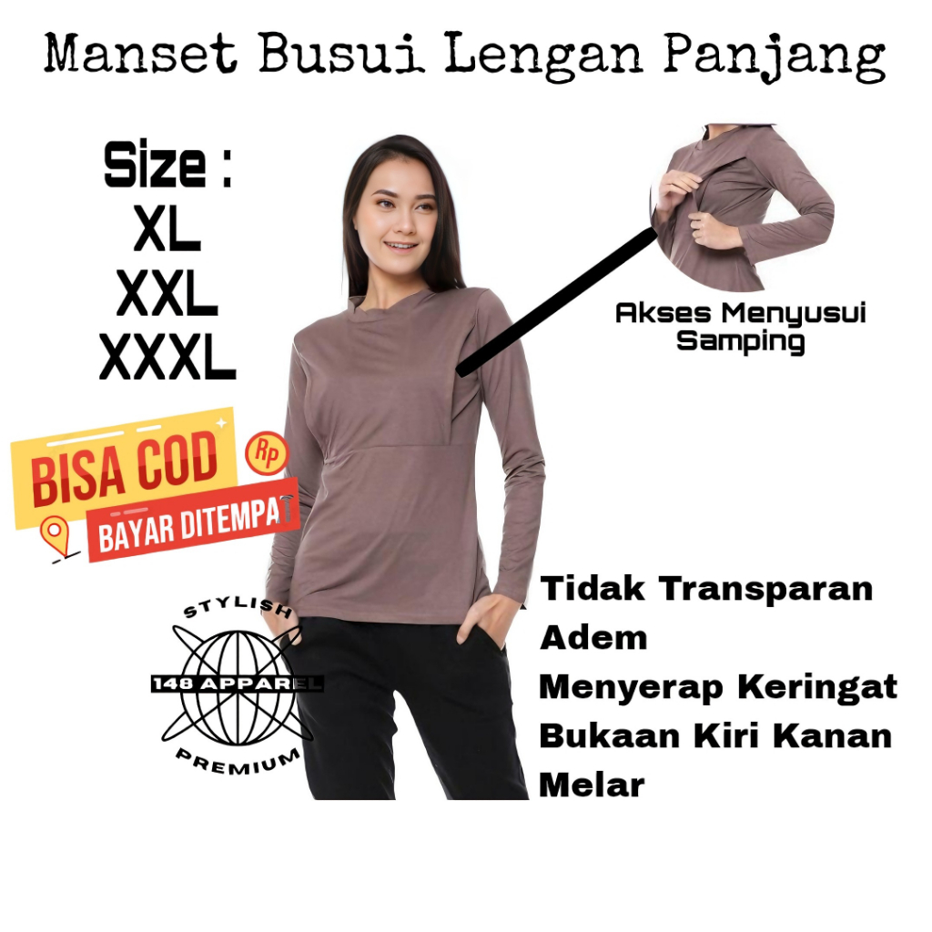 Jual Baju Manset Ibu Menyusui Lengan Panjang Polos Bahan Spandex Rayon Premium | Shopee Indonesia